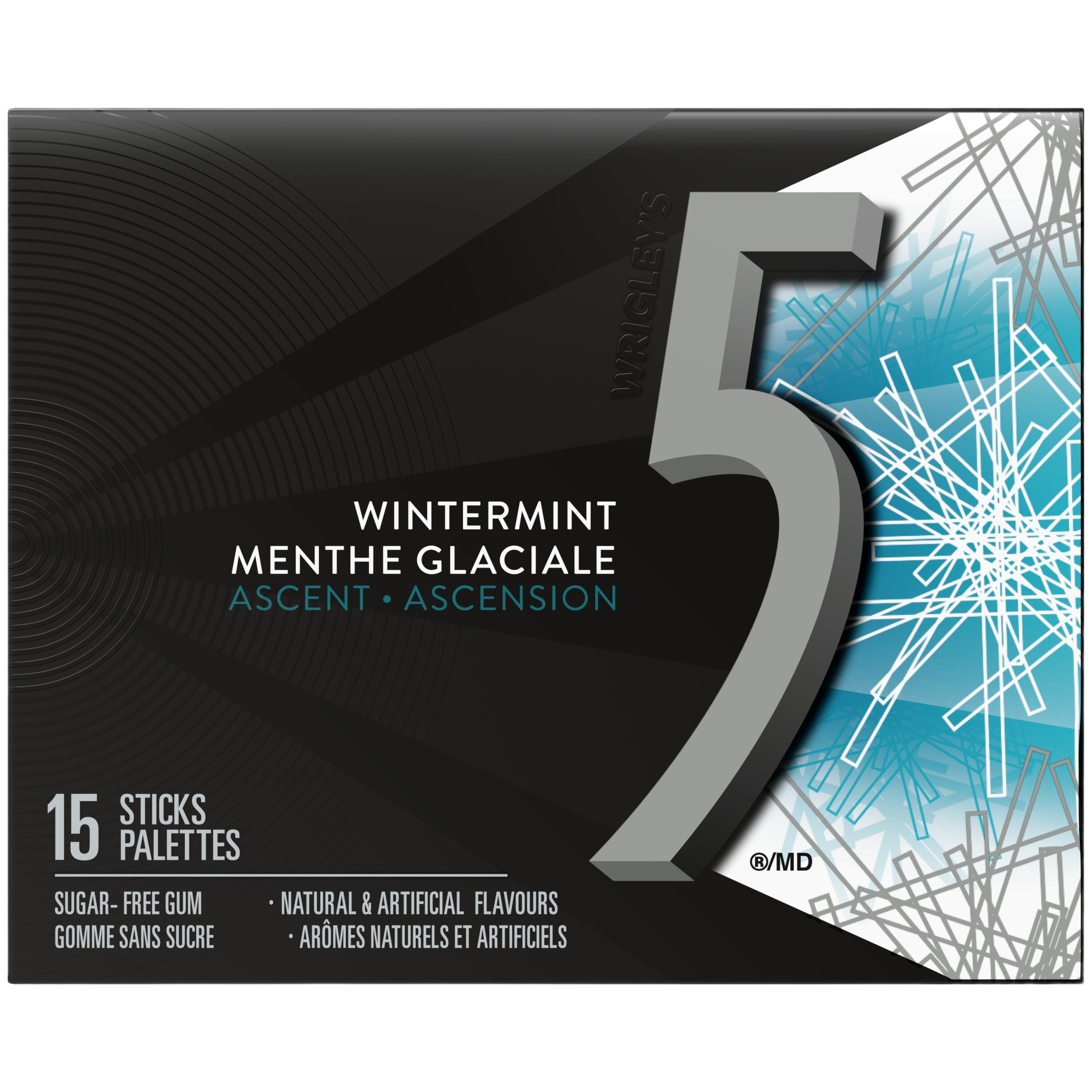 5 Gum Wintermint Ascent Sugarfree Chewing Gum, 15-Stick Pack | 5 Gum